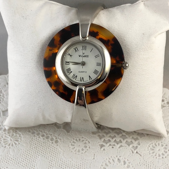Visage | Accessories | Vintage Visage Bracelet Watch Faux Tortoise ...